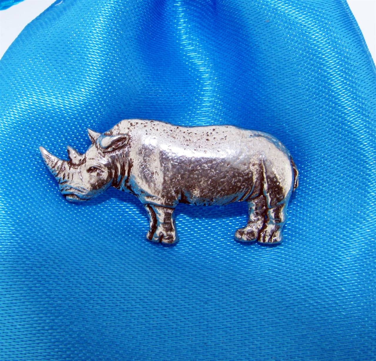 Rhino Pin Badge - high quality pewter gifts from Pageant Pewter