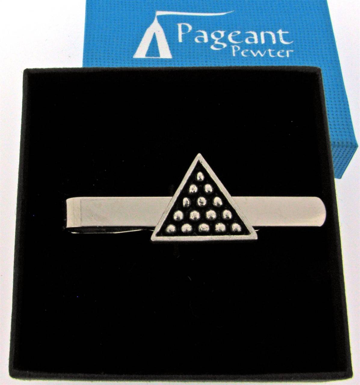 Snooker Triangle Tie Clip - high quality pewter gifts from Pageant Pewter