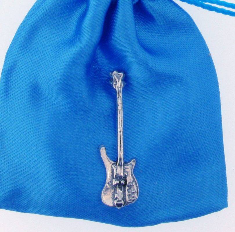 Bass Guitar Pin Badge – Pageant Pewter