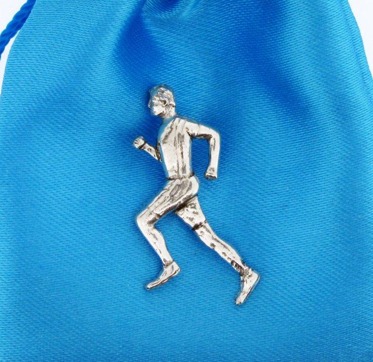 Male Runner Pin Badge - high quality pewter gifts from Pageant Pewter