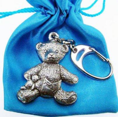 Teddy Bear Keyring – Pageant Pewter