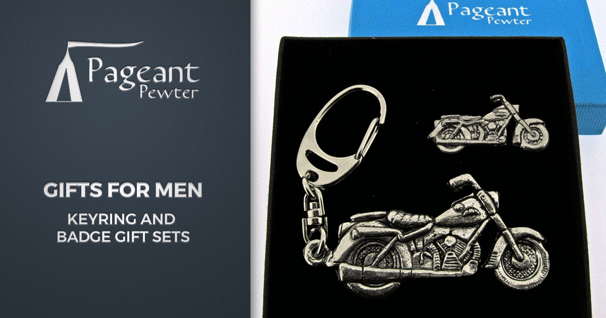 Pewter keyring and badge gift set for men from Pageant Pewter
