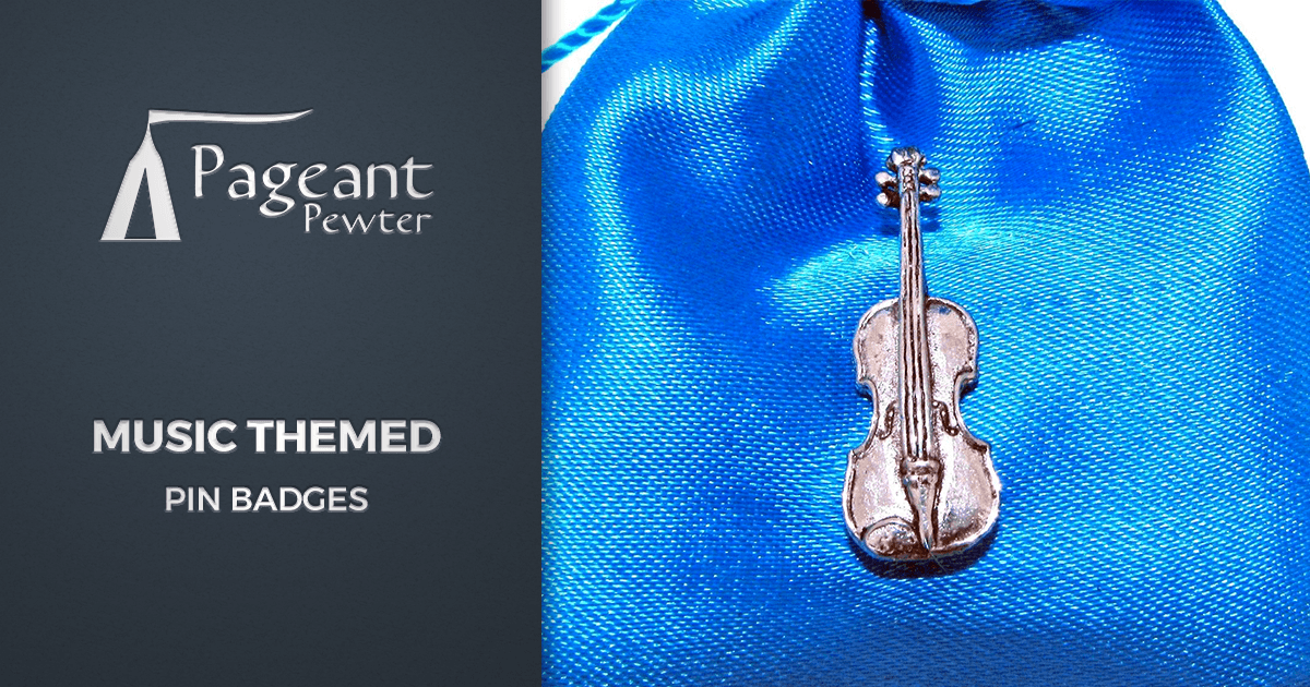 Pewter music themed pin badges - from Pageant Pewter