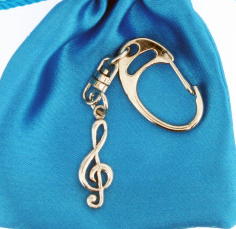 Small Treble Clef Keyring Pageant Pewter