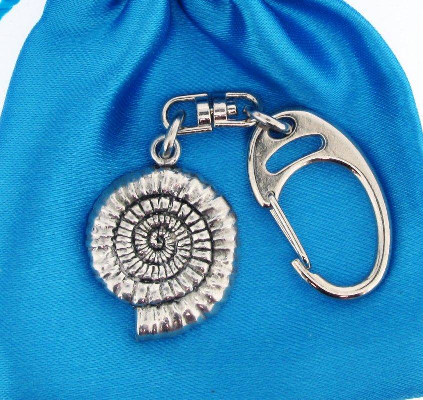 Ammonite Fossil Keyring – Pageant Pewter